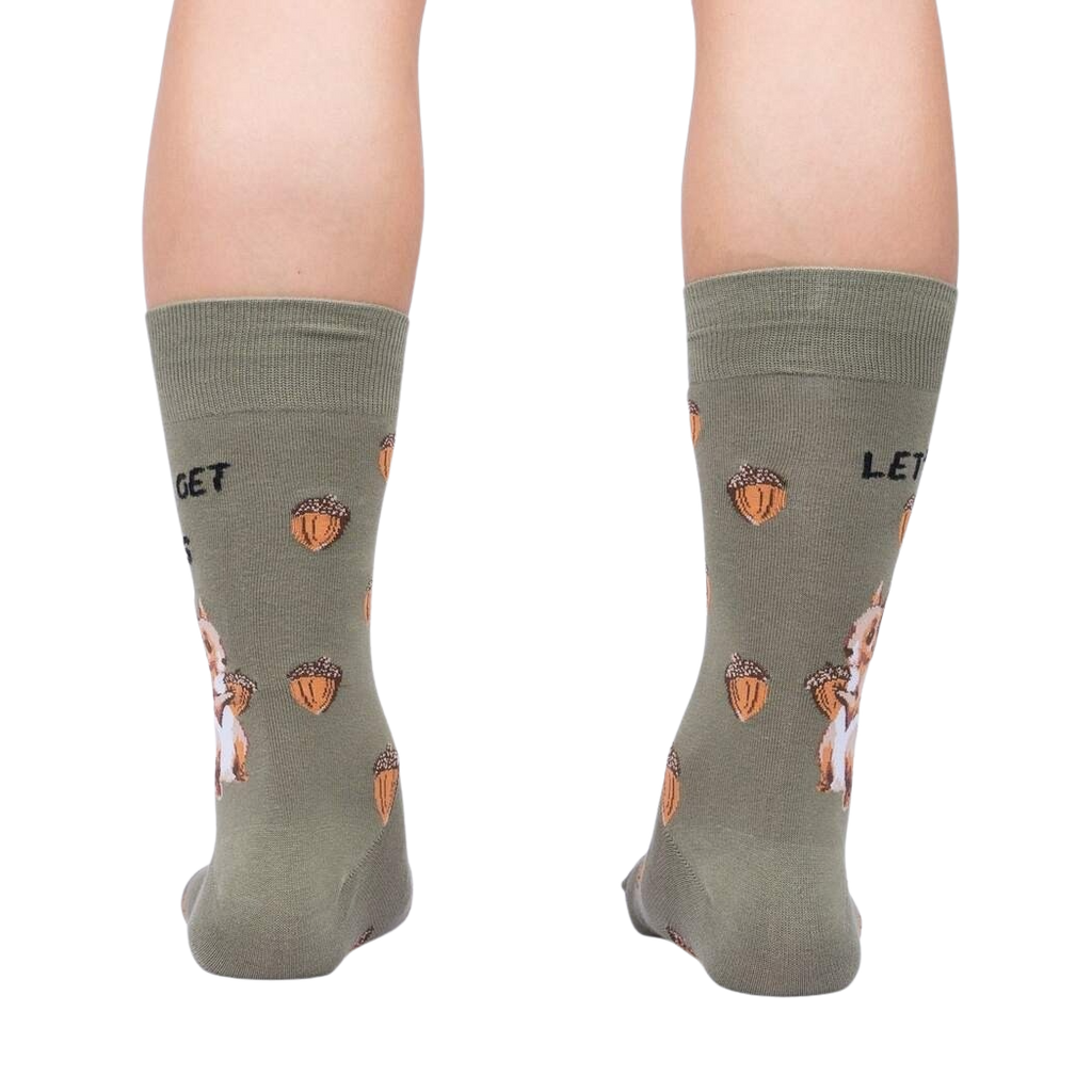 Let's Get Nuts Mens Squirrels Crew Socks | Sockologie